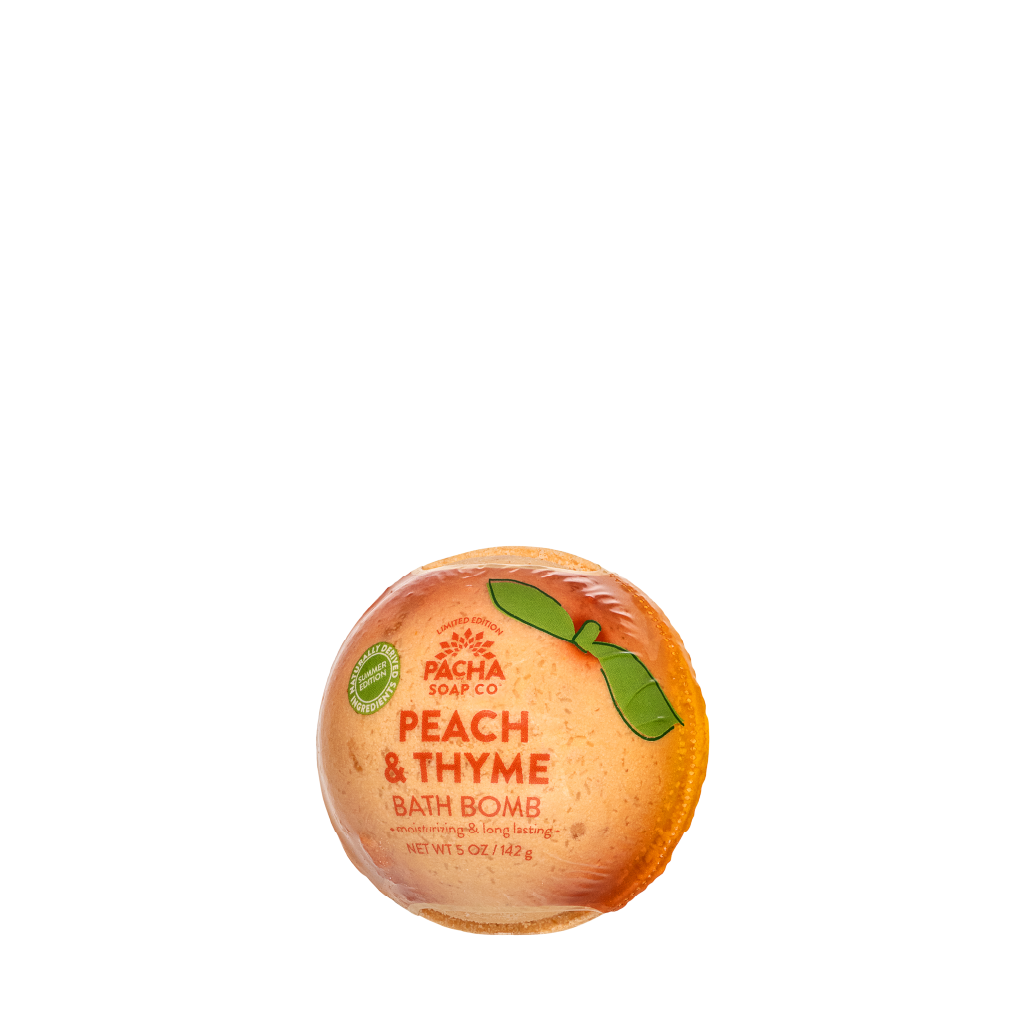 Juicy Peach & Thyme Bath Bomb | Pacha Soap Co.